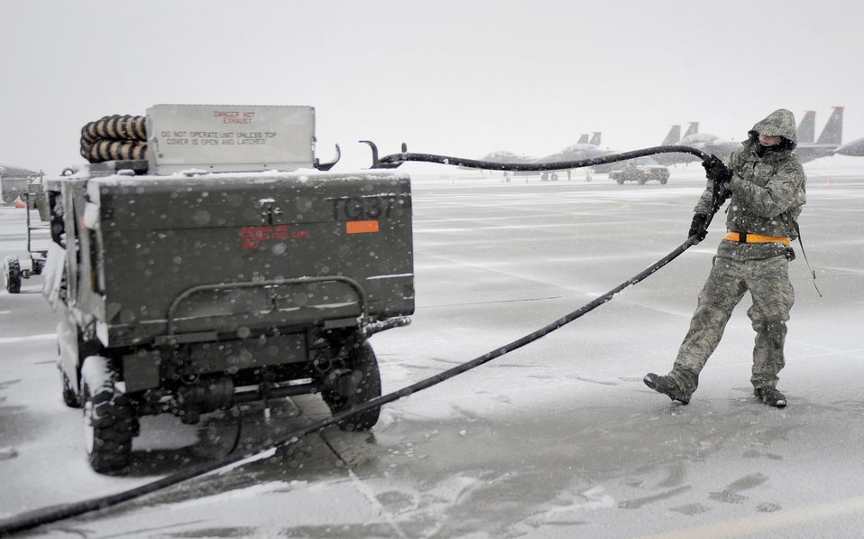 Public Domain Picture | Airmen work under harsh weather conditions | ID ...